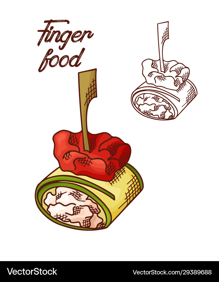 Hand drawn finger food element appetizers served Vector Image
