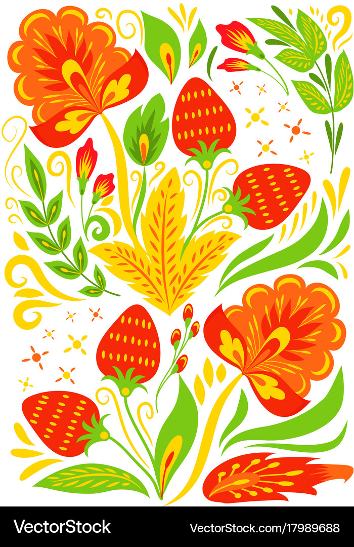 Khokhloma pattern design traditional russia Vector Image
