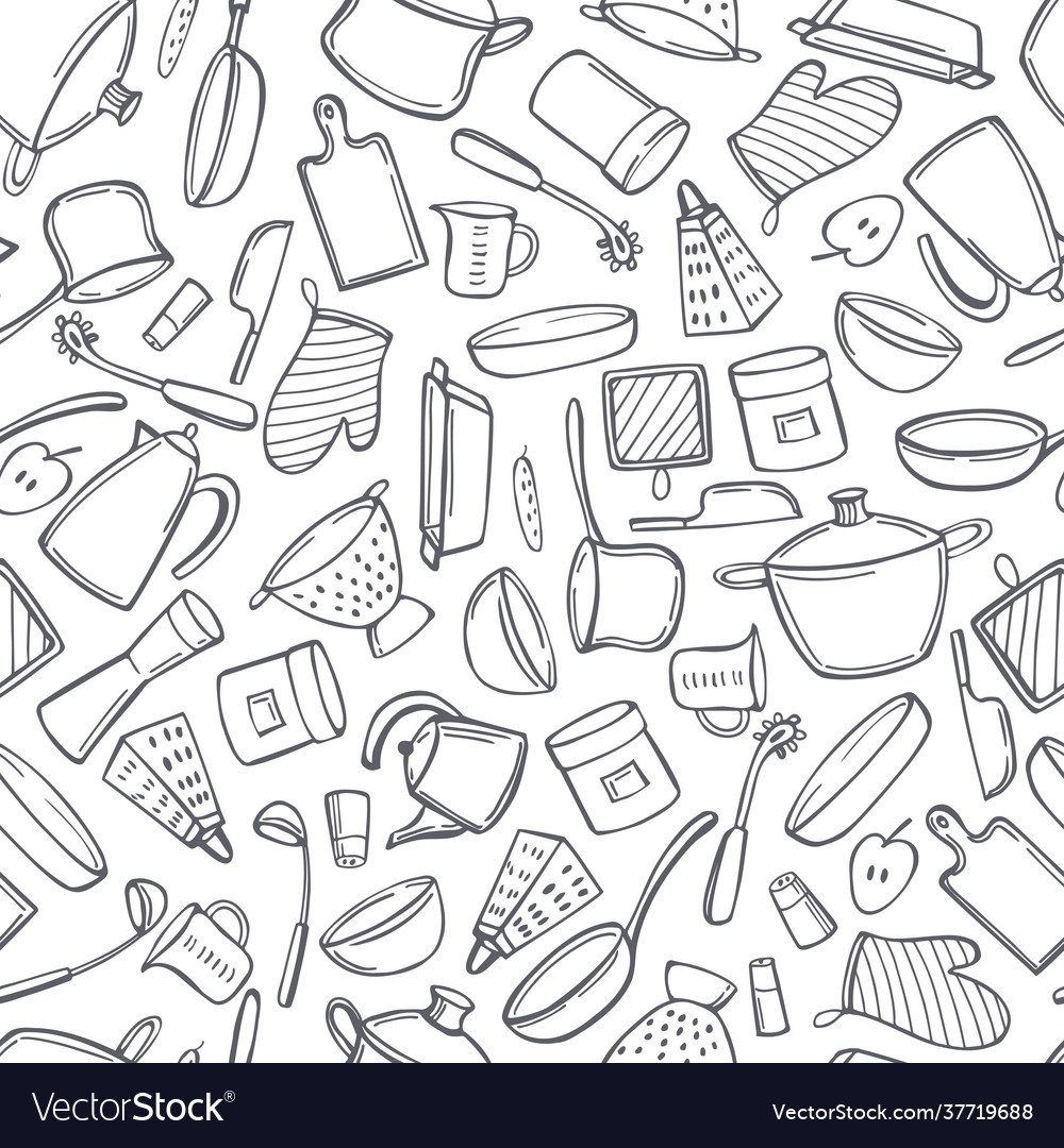 Kitchenware pattern Royalty Free Vector Image - VectorStock