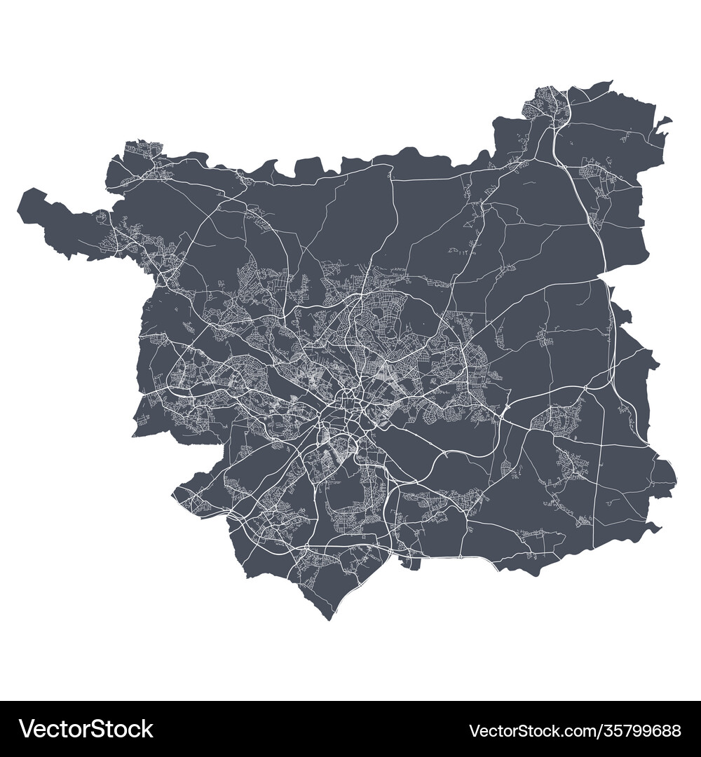 Leeds map detailed map city poster Royalty Free Vector Image