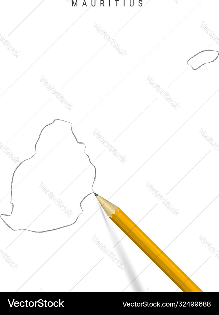 Mauritius freehand pencil sketch outline map Vector Image