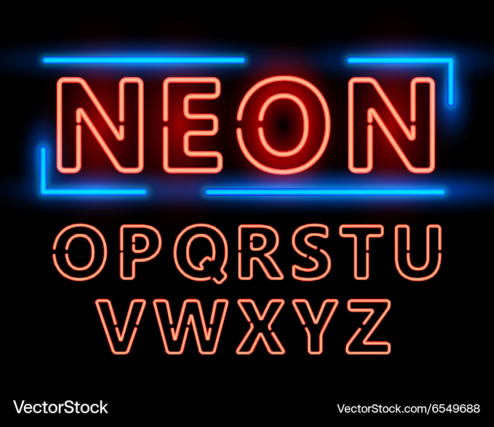 Neon font set Royalty Free Vector Image - VectorStock