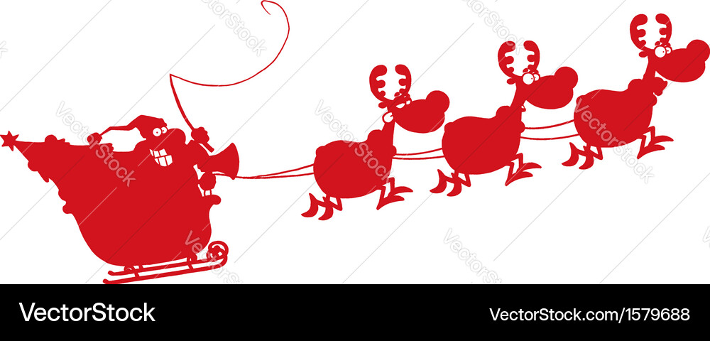 Santa riding sleigh cartoon Royalty Free Vector Image