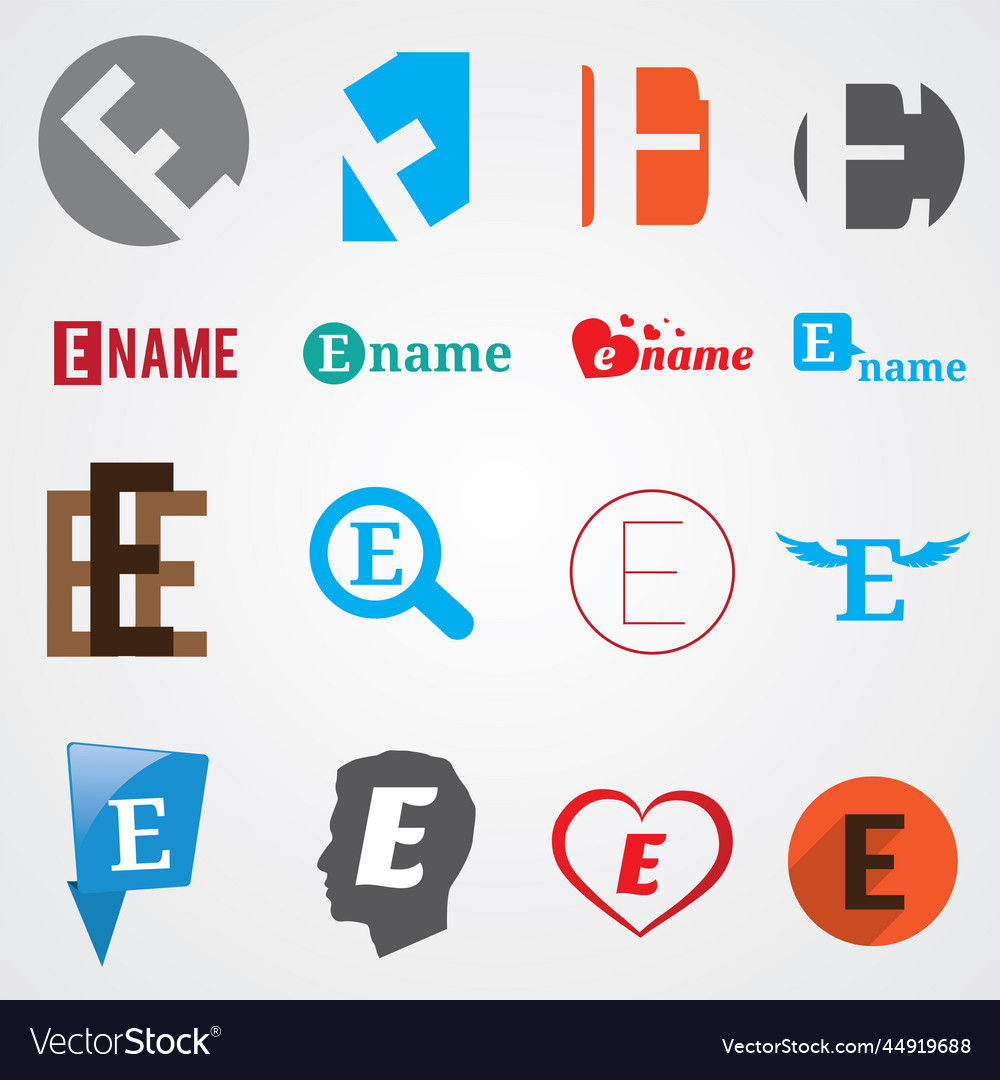 Set of alphabet symbols letter e Royalty Free Vector Image