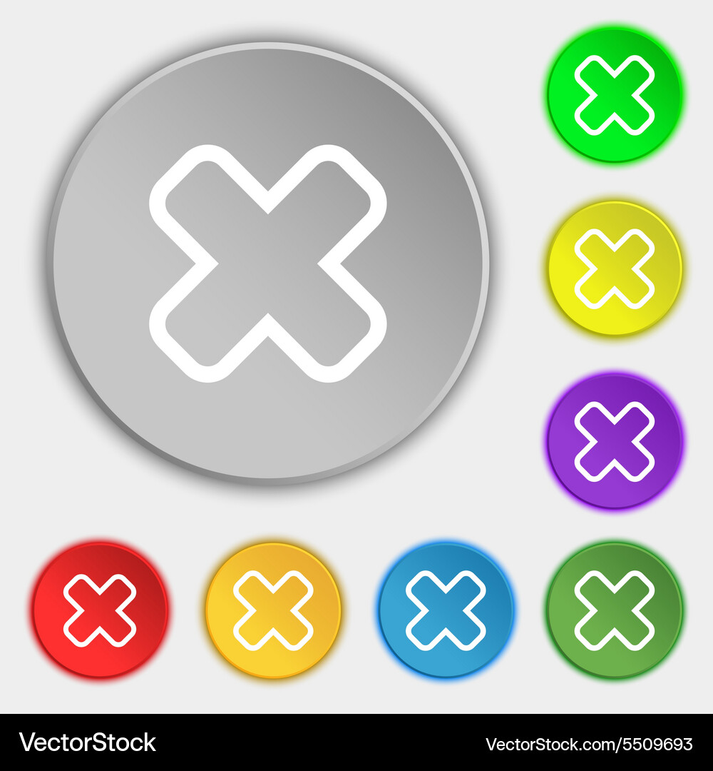Cancel icon sign symbol on eight flat buttons Vector Image