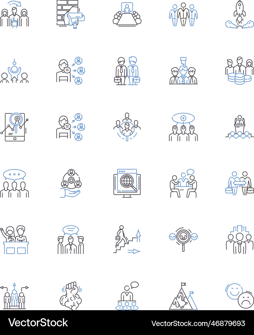 Cooperative effort line icons collection Vector Image