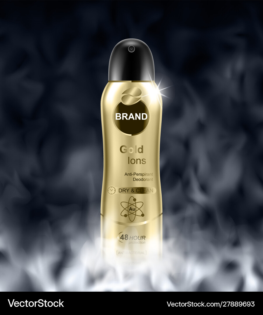 Cosmetic ads template deodorant bottle on dark Vector Image