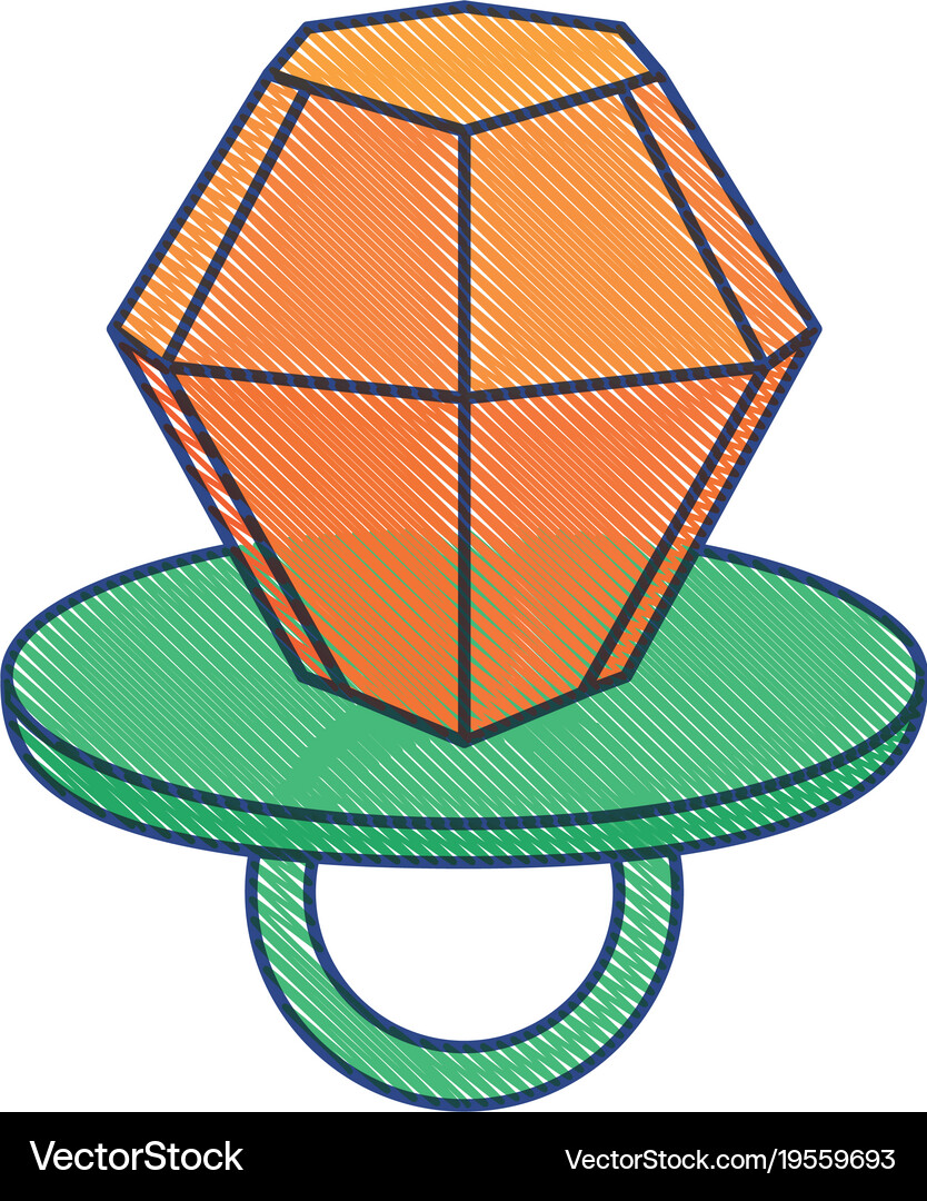 Diamond ring pin cartoon isolated on white Vector Image