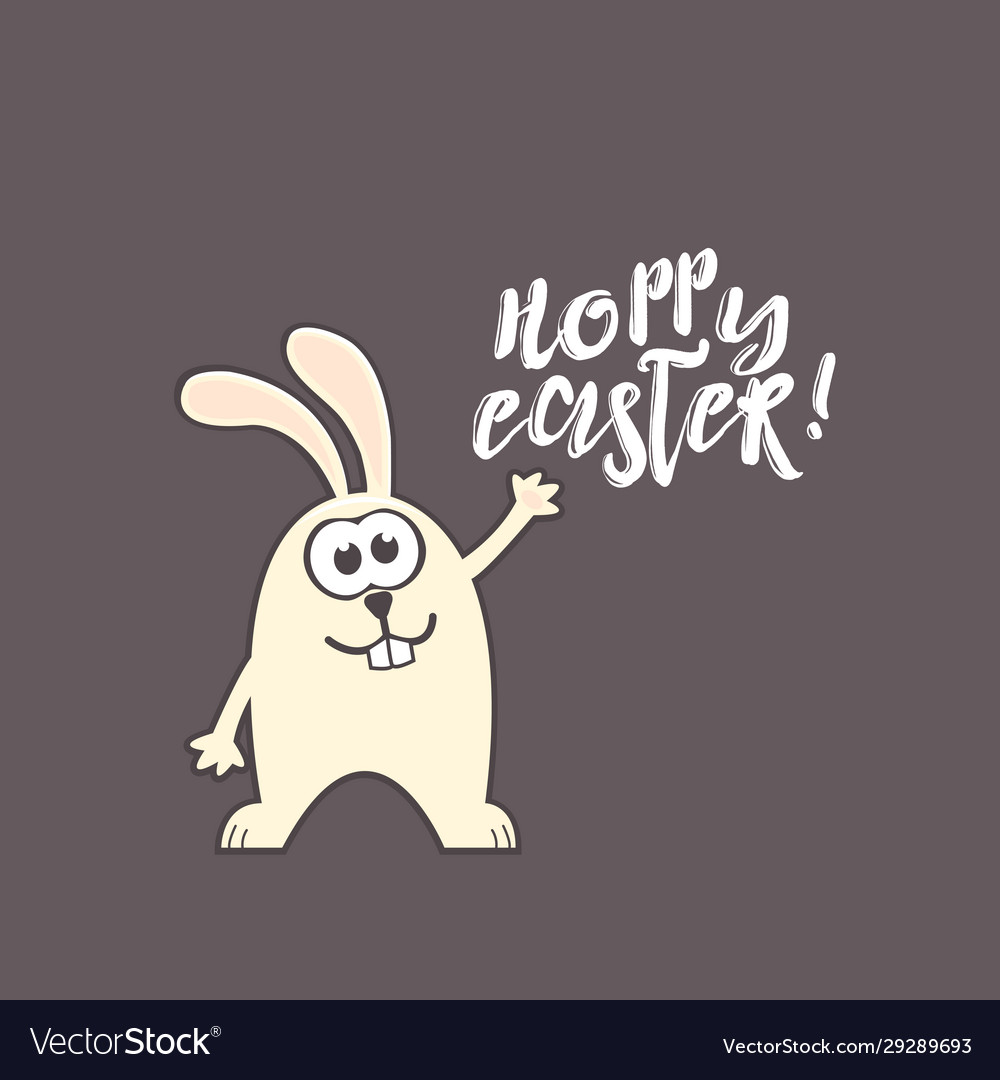 Easter greeting card with rabbit and text Vector Image