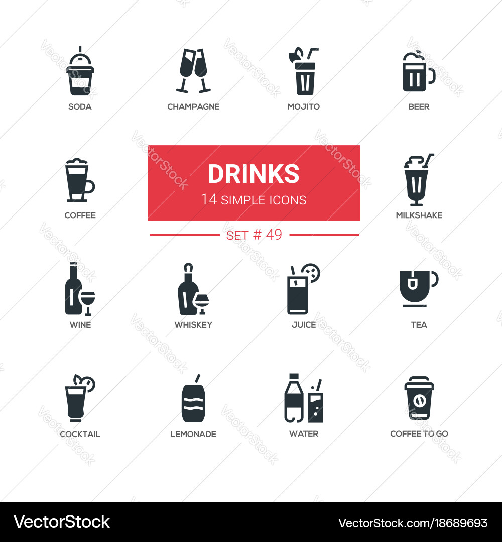 Food theme alcohol and soft drinks - line design Vector Image