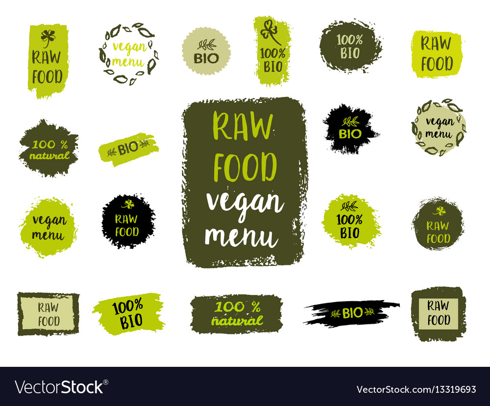Healthy food labels hand drawn logo templates Vector Image