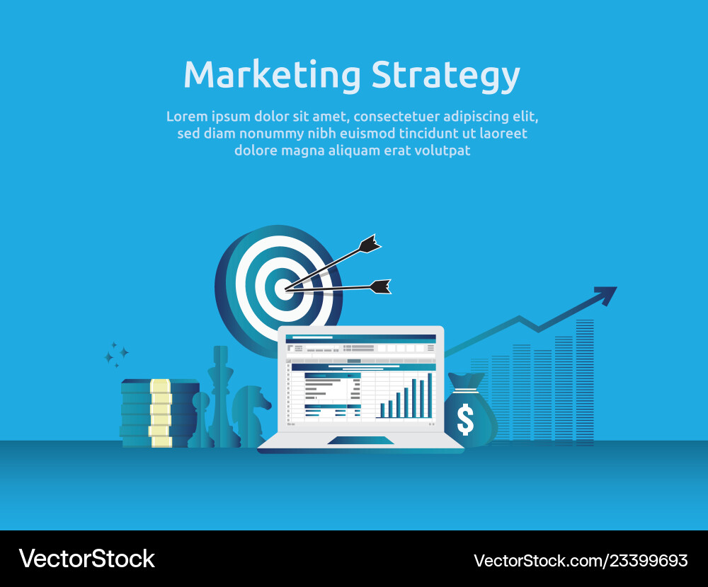 Marketing strategy spreadsheet on screen business Vector Image