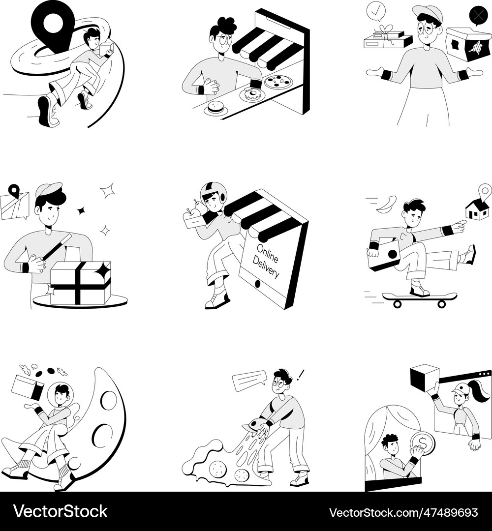 Modern pack of fast delivery drawing Royalty Free Vector