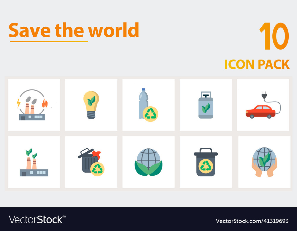 Save the world icon set collection of simple Vector Image