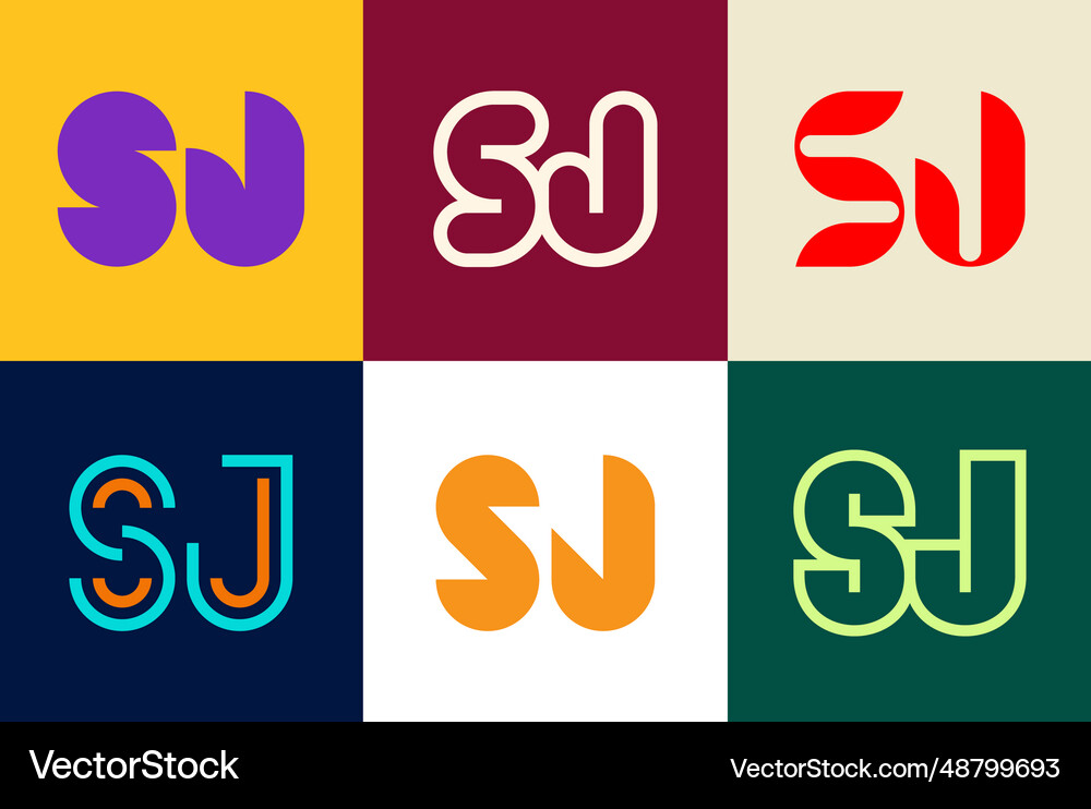 Set of letter sj logos Royalty Free Vector Image