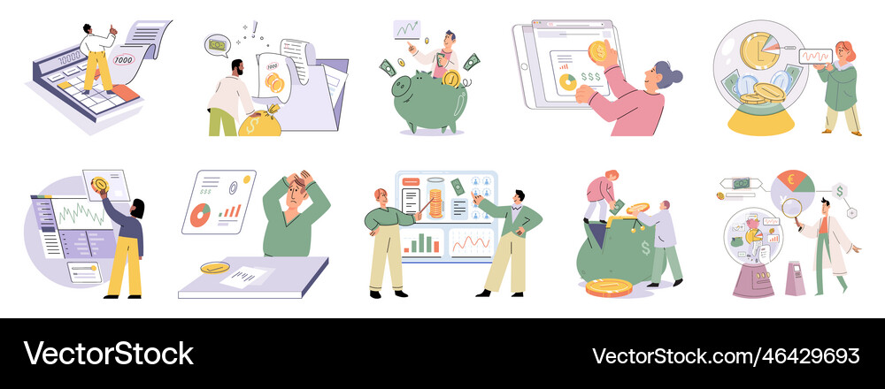 Set of people analyzing personal or corporate Vector Image
