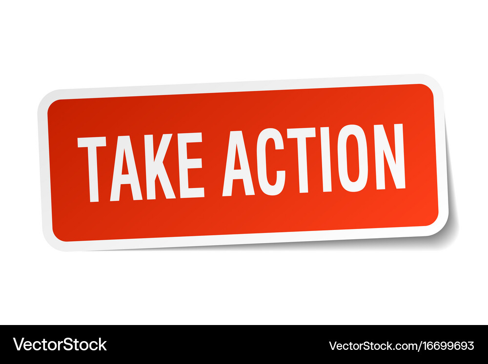 Take action square sticker on white Royalty Free Vector
