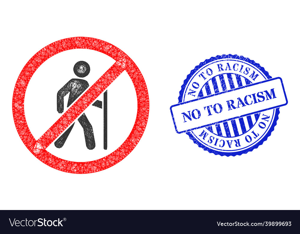 Textured no to racism seal and hatched no hiking Vector Image Textured no to racism seal and hatched no hiking Vector Image