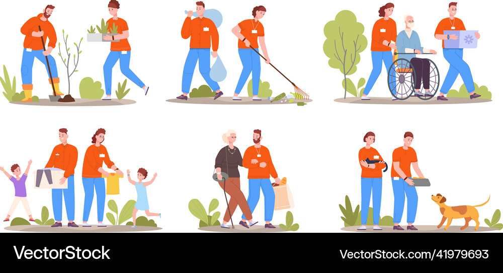 Volunteer help seniors volunteering care elder Vector Image