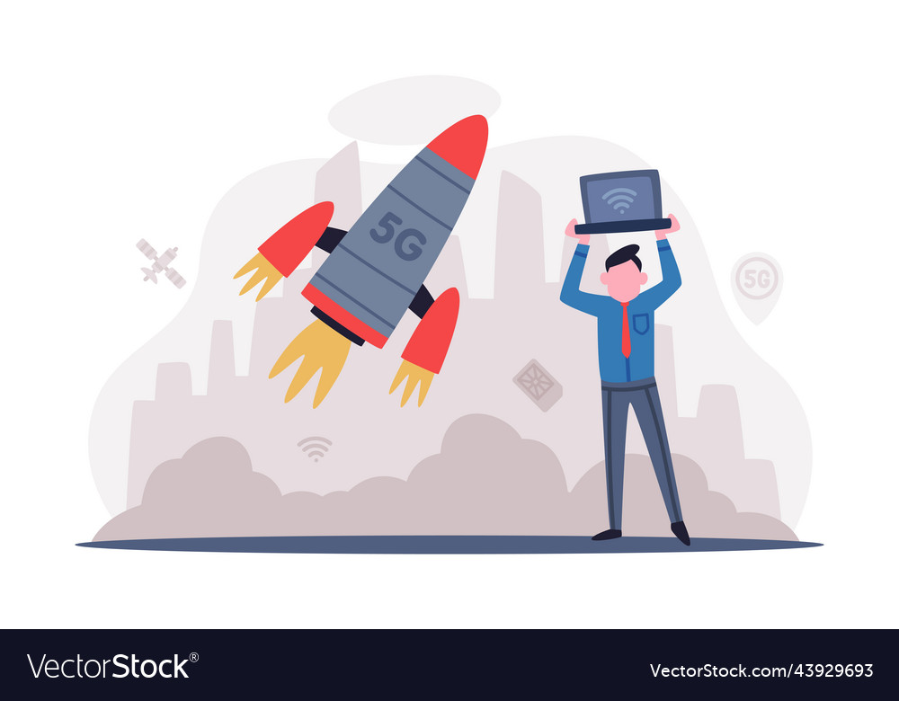 Wifi internet technology with rocket launching Vector Image