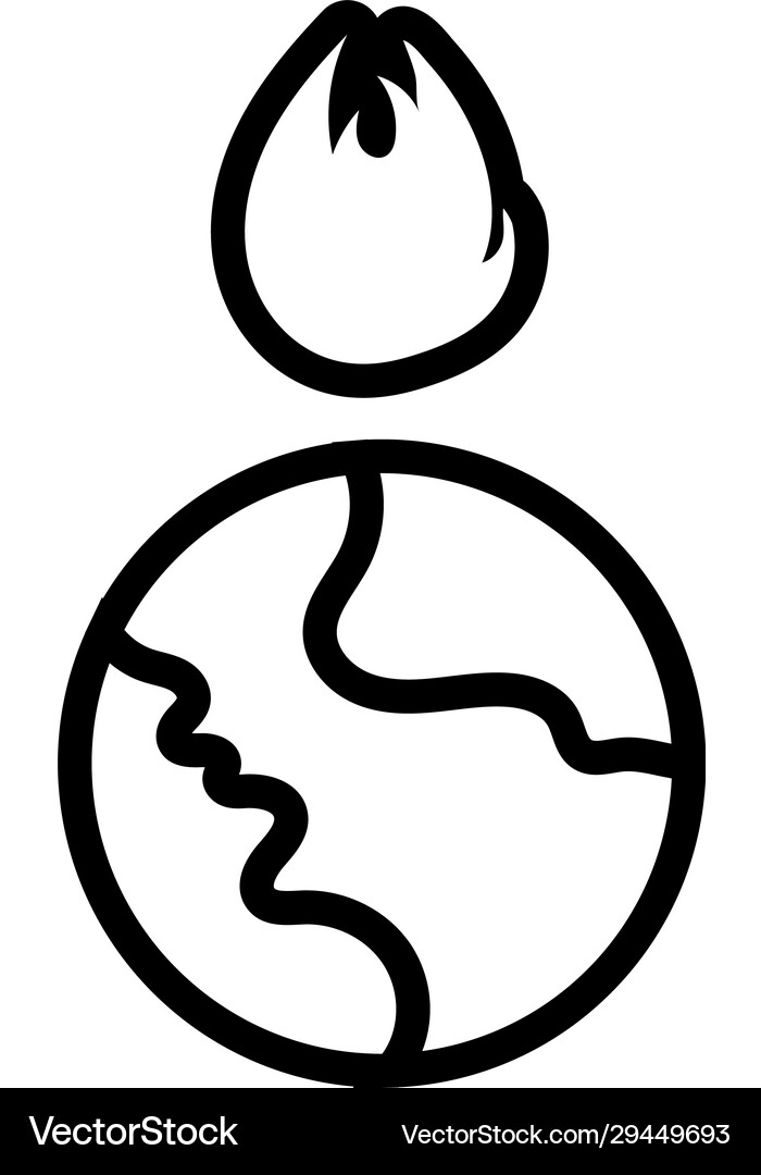 World planet earth with fire flames line style Vector Image