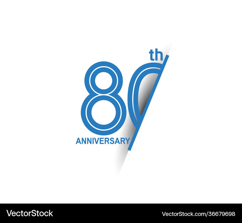 80 anniversary blue cut style isolated on white Vector Image