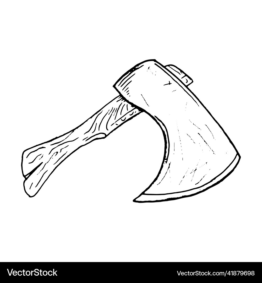 Axe sketch drawing of a forester Royalty Free Vector Image