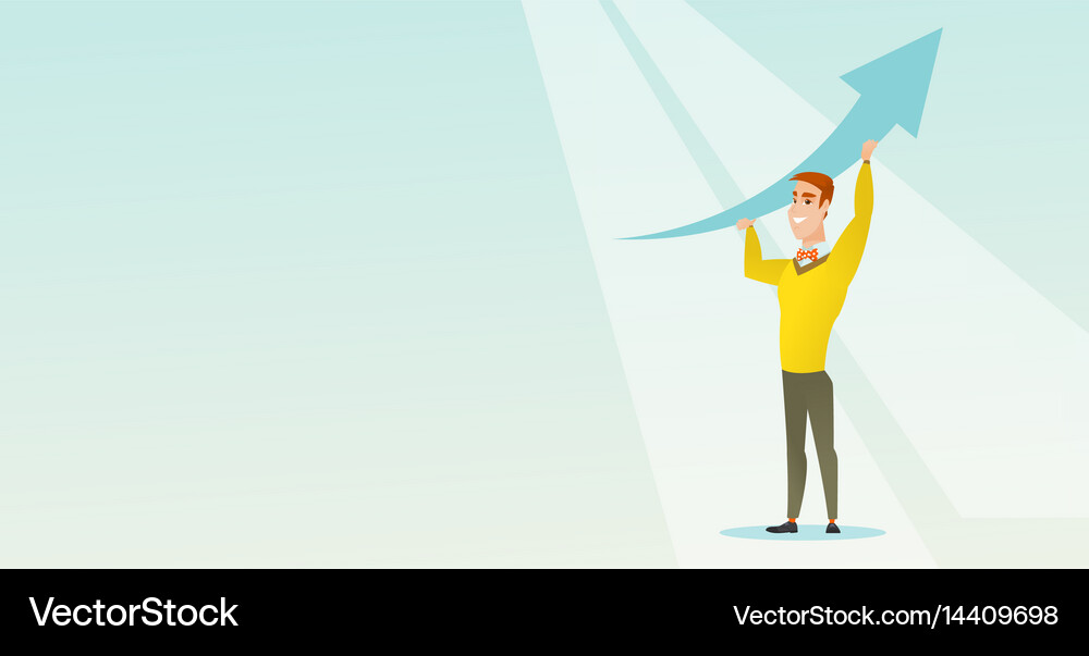 Business man holding arrow going up Royalty Free Vector