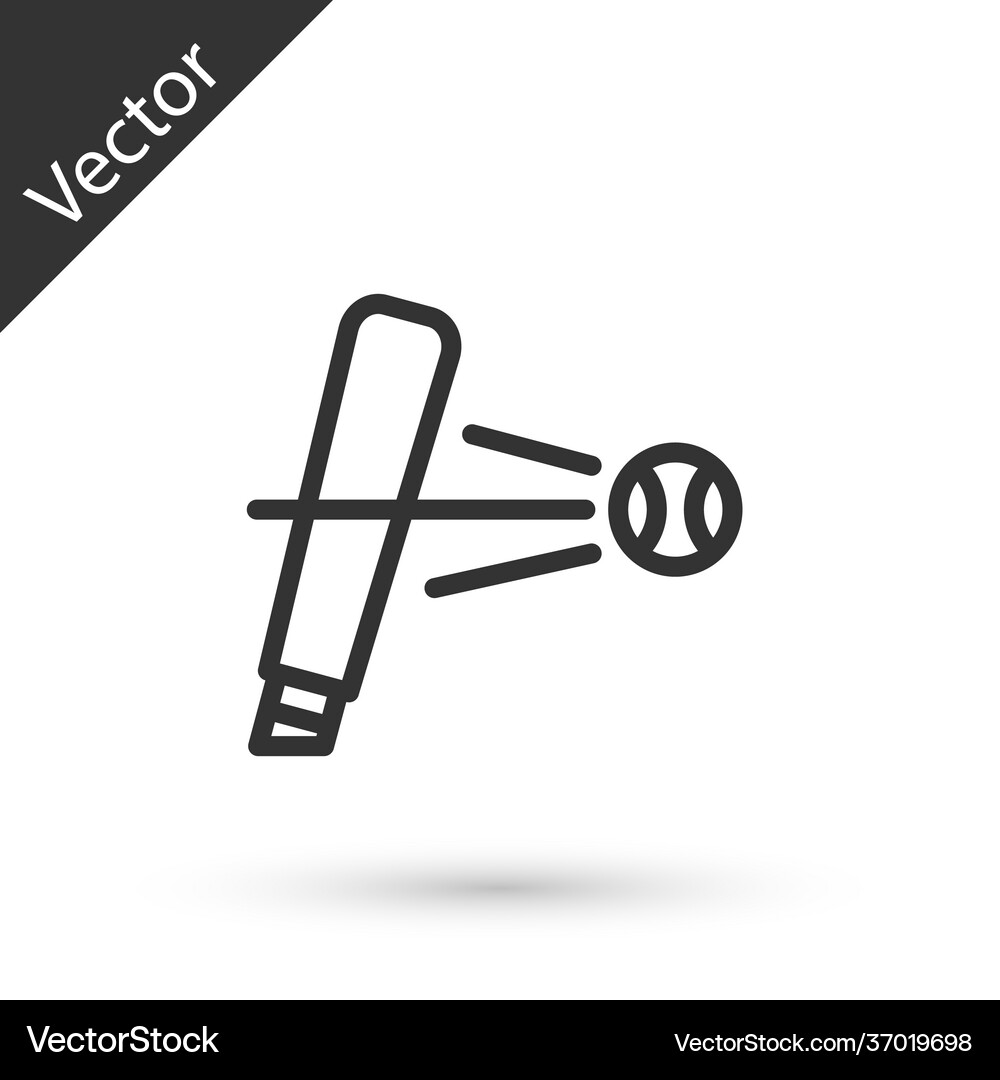 Grey line baseball bat with ball icon isolated Vector Image
