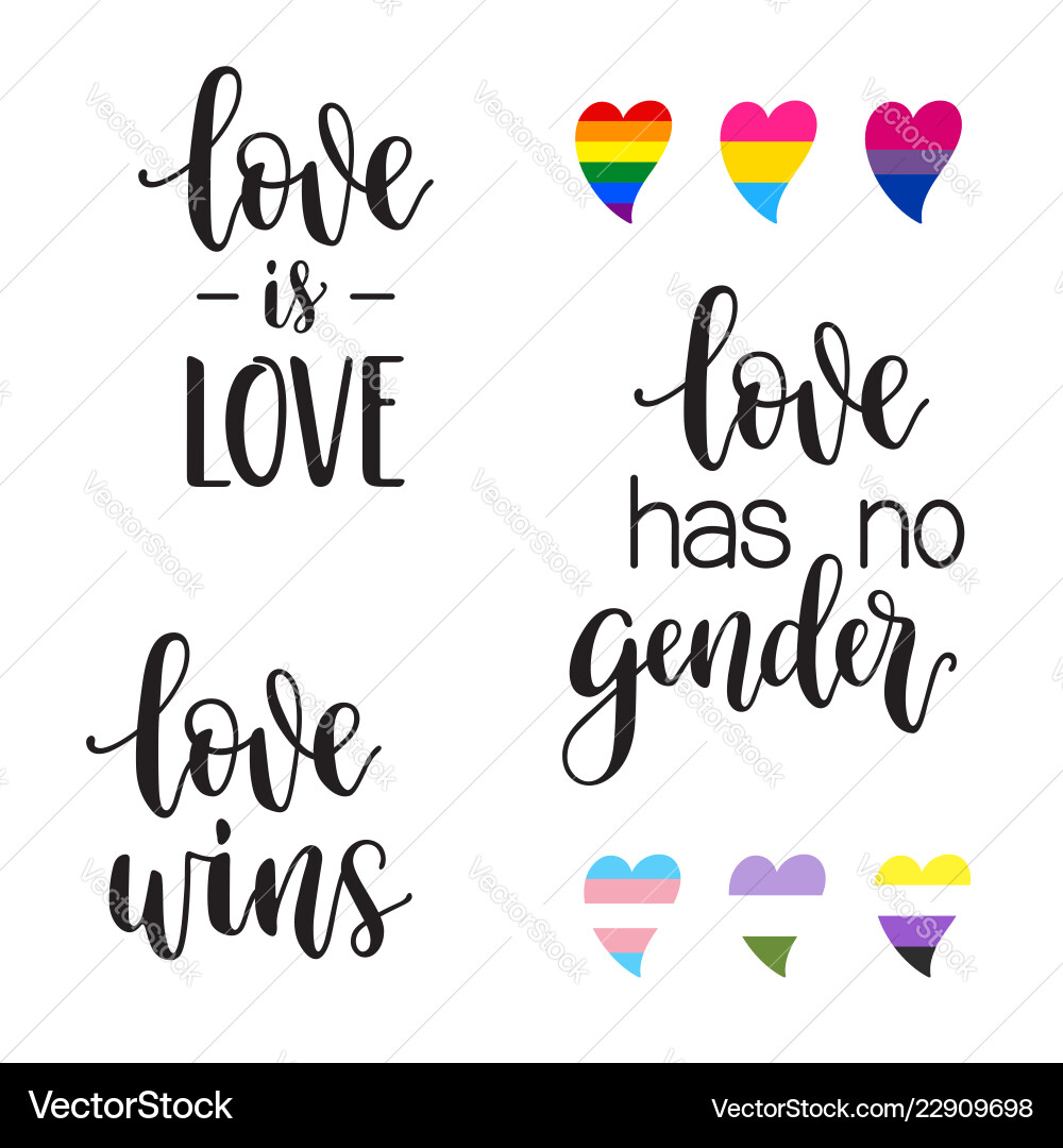Lgbt love slogans lettering Royalty Free Vector Image