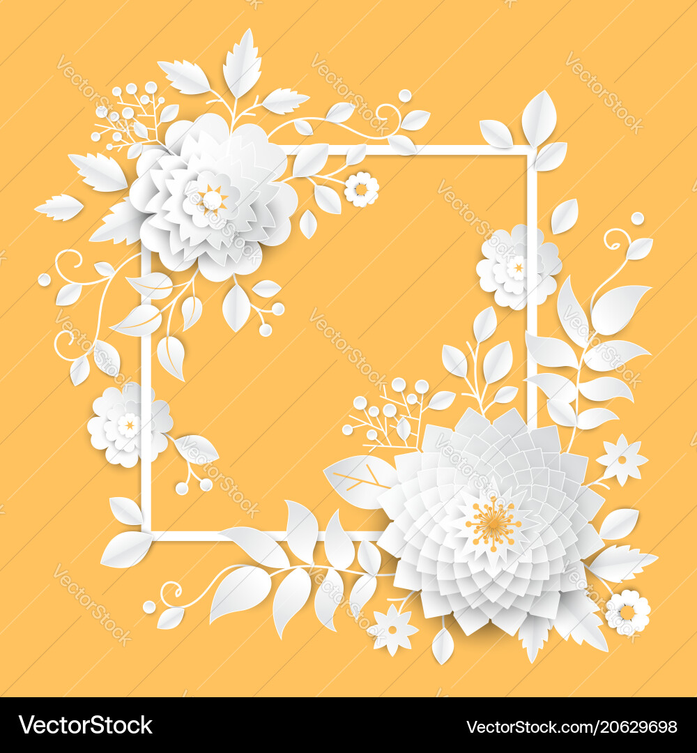 Paper cut flowers - modern colorful Royalty Free Vector