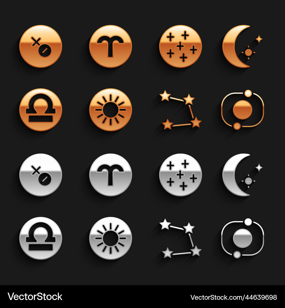 Set sun moon and stars solar system star Vector Image