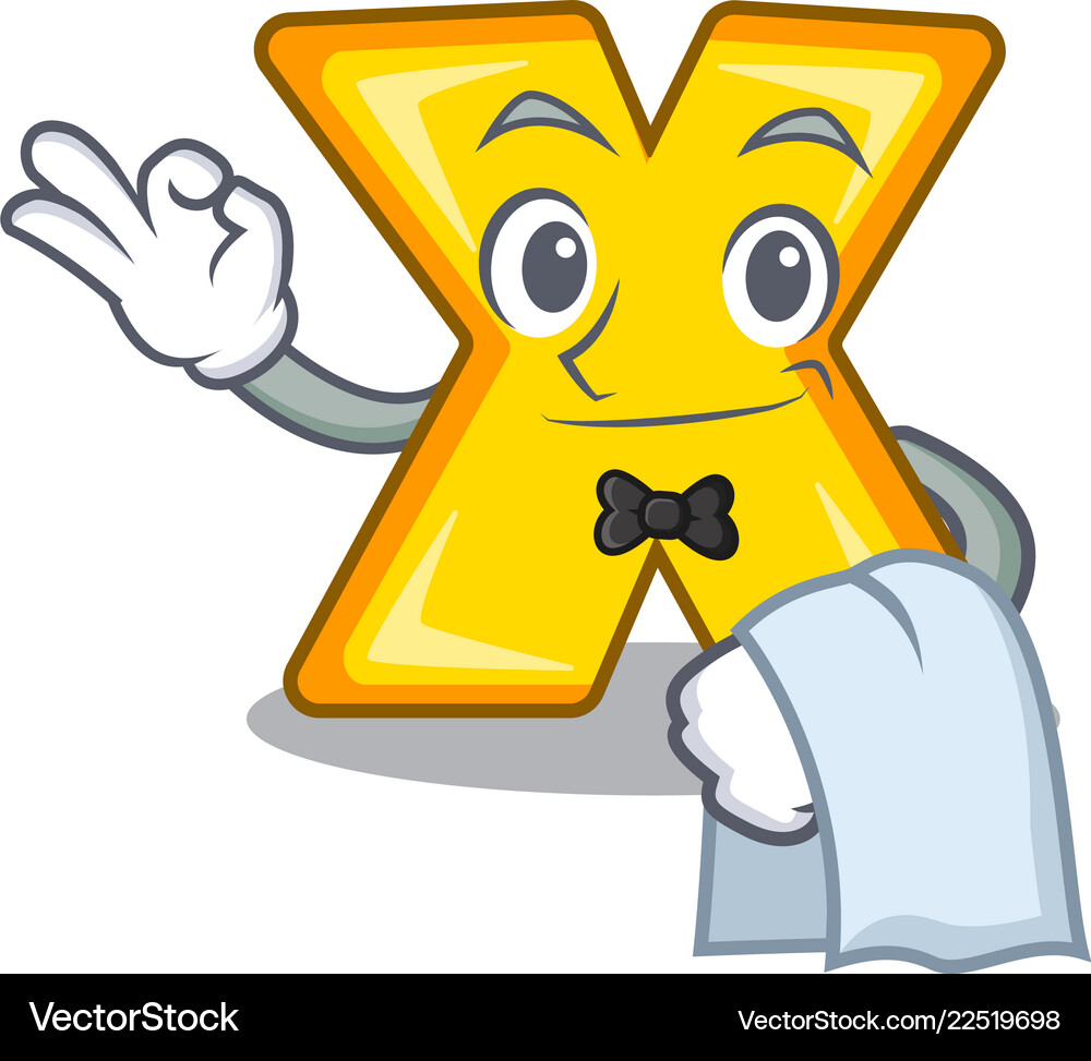 Waiter cartoon multiply sign for calculate math Vector Image