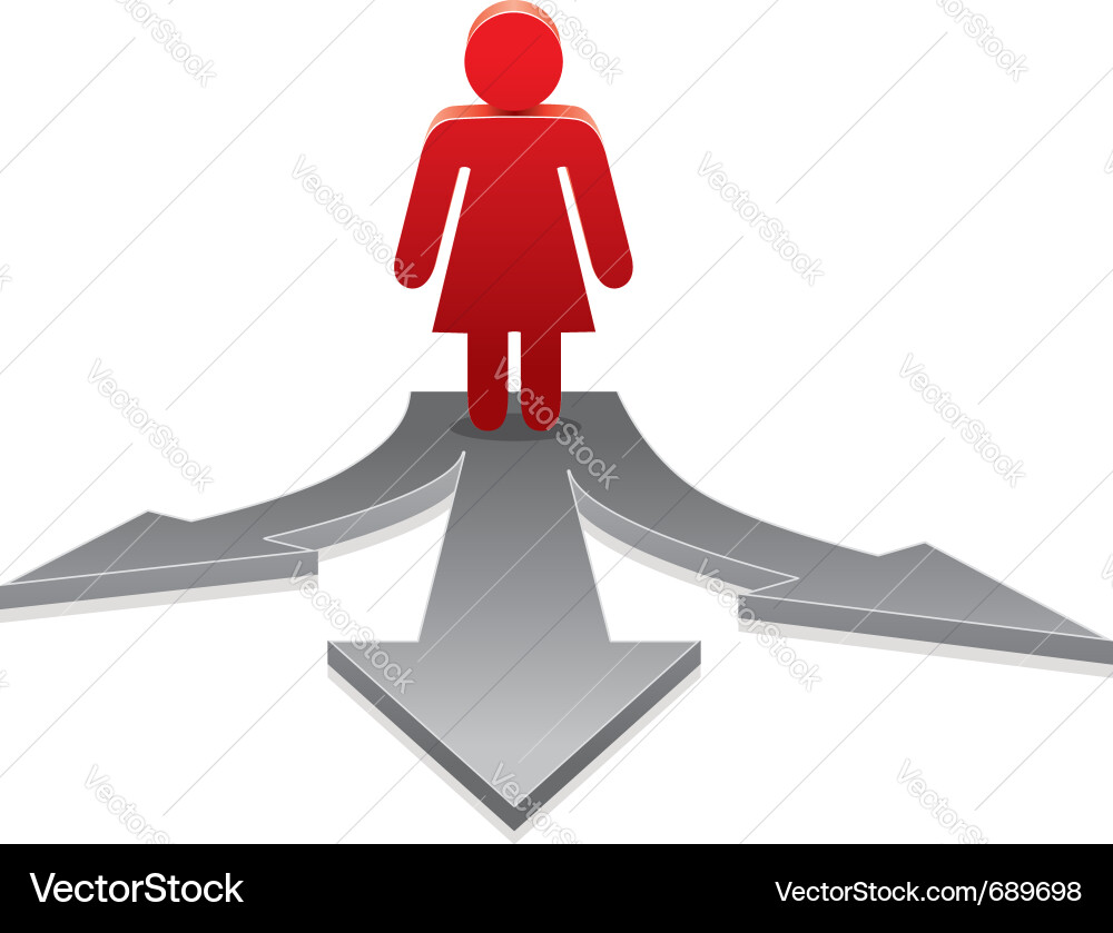 Woman on crossroads Royalty Free Vector Image - VectorStock