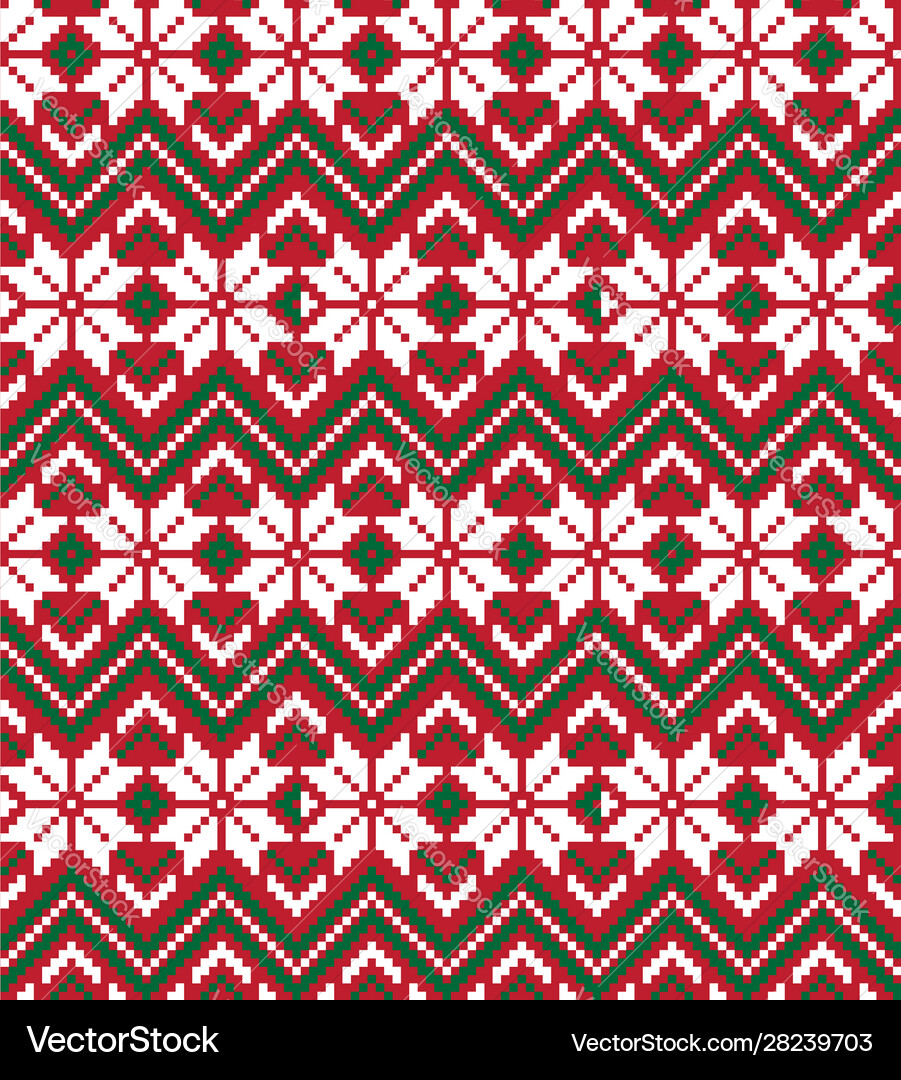 Christmas fair isle floral seamless pattern Vector Image