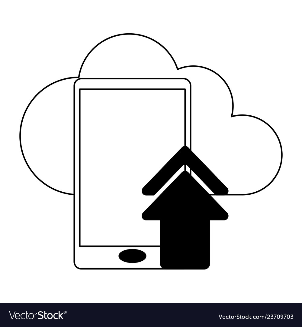 Cloud computing technology black and white Vector Image