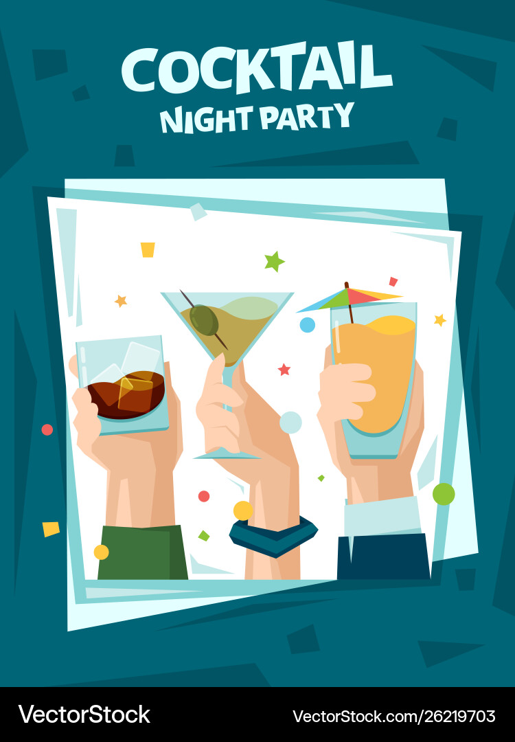 Cocktail party poster alcoholic drinks Royalty Free Vector