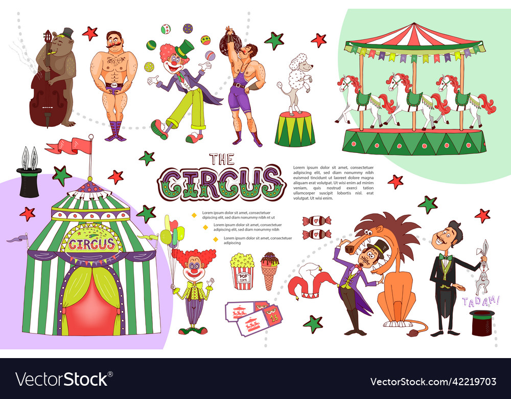 Flat circus composition Royalty Free Vector Image