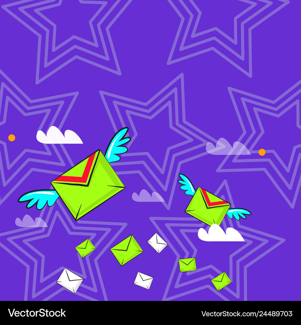 Many colorful airmail flying envelopes and two Vector Image