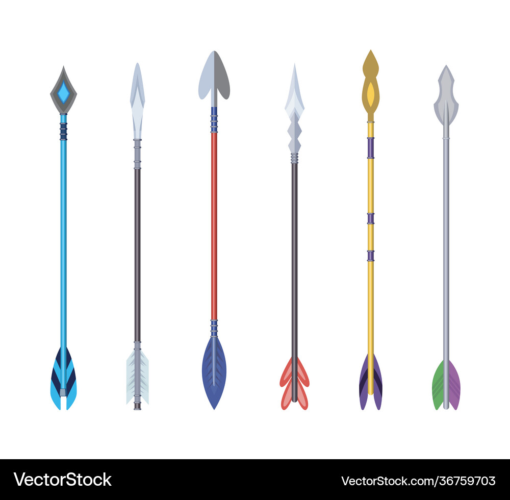 Medieval arrows set fighting decorative cartoon Vector Image