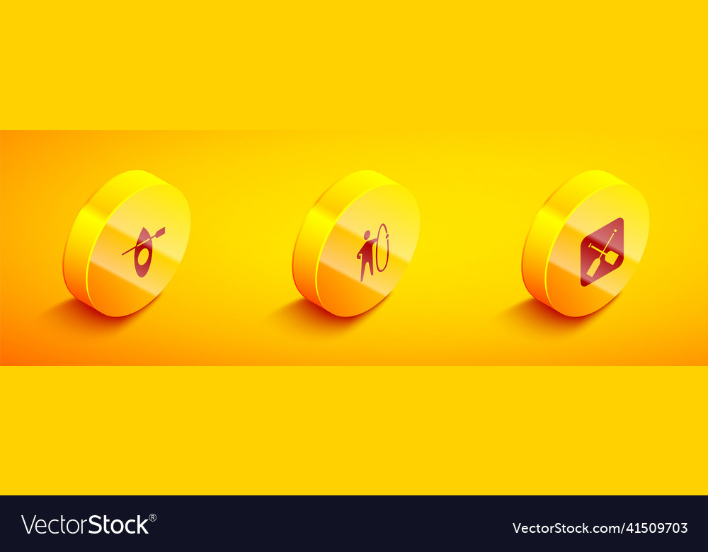 Set Isometric Kayak And Paddle Surfboard Vector Image