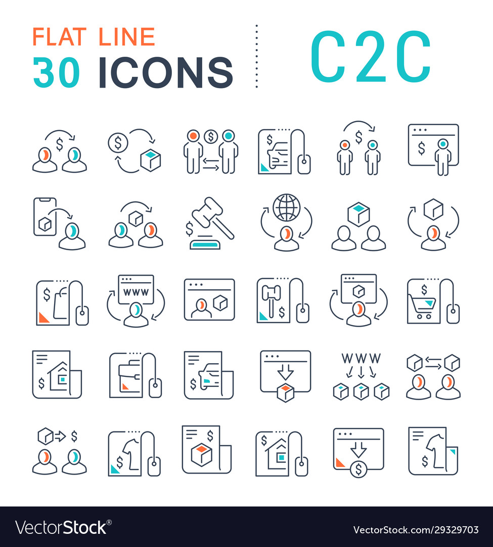 Set line icons c2c Royalty Free Vector Image - VectorStock