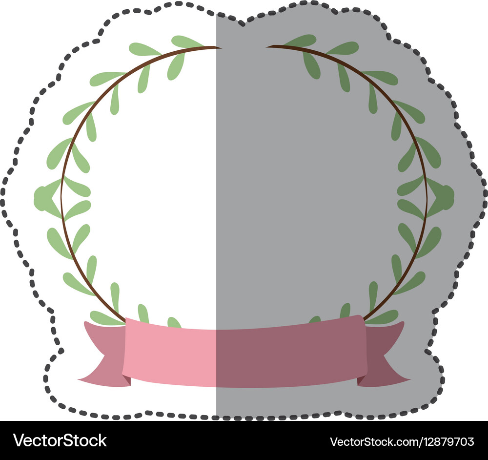 Sticker border with leaves and label Royalty Free Vector