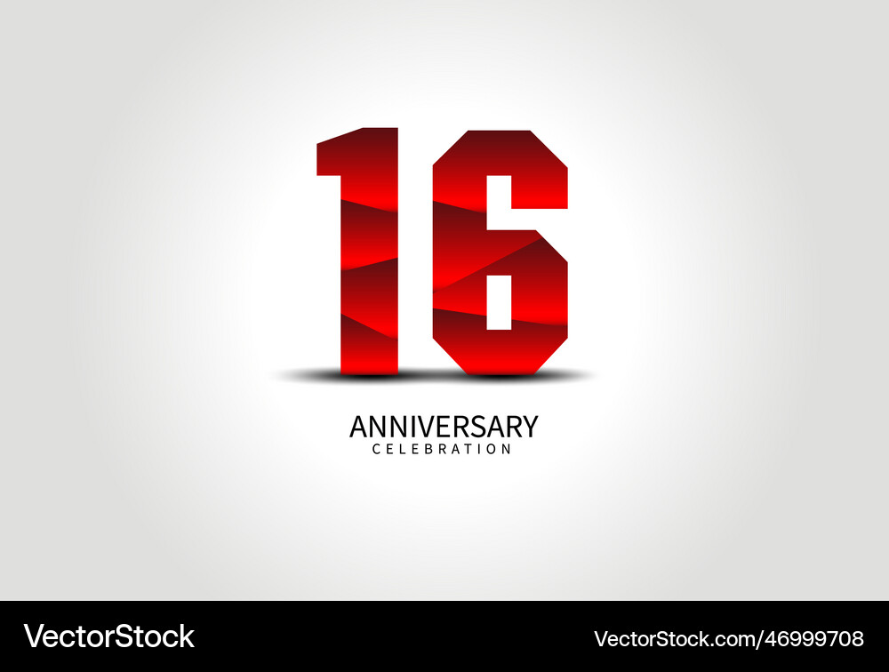 16 year anniversary celebration logo red Vector Image