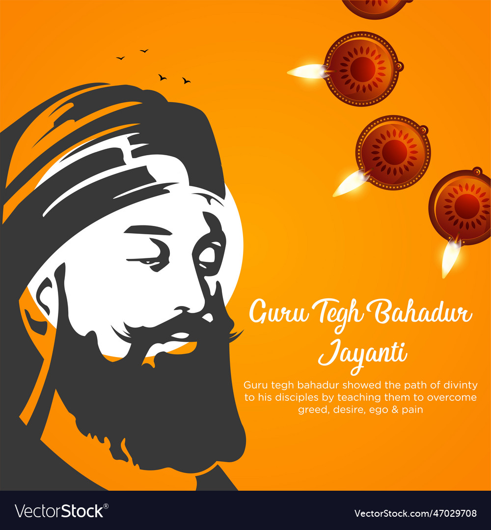 Banner design of guru tegh bahadur jayanti Vector Image