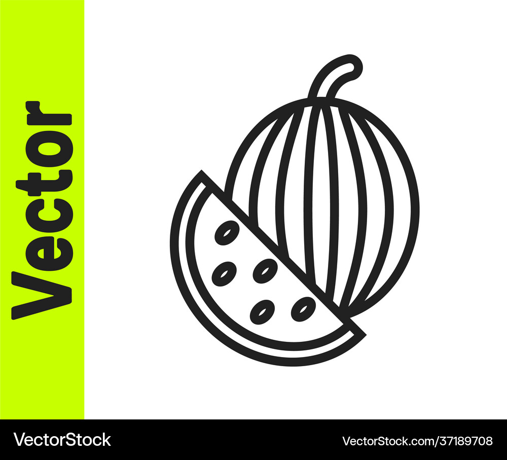 Black line watermelon icon isolated on white Vector Image