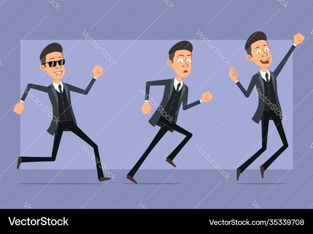 Cartoon flat funny mafia man character set Vector Image