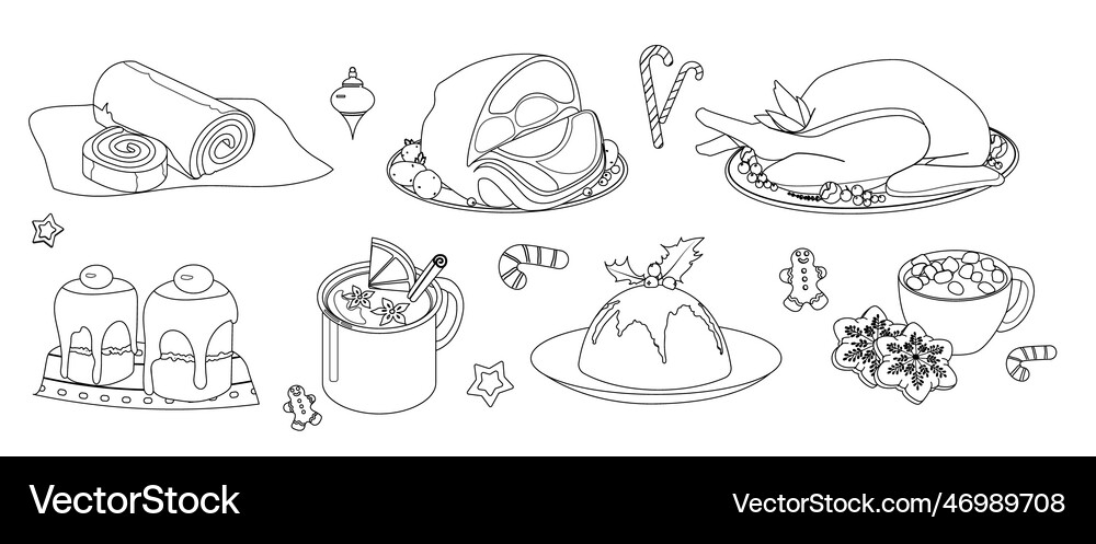 Festive Food Line Art Royalty Free Vector Image
