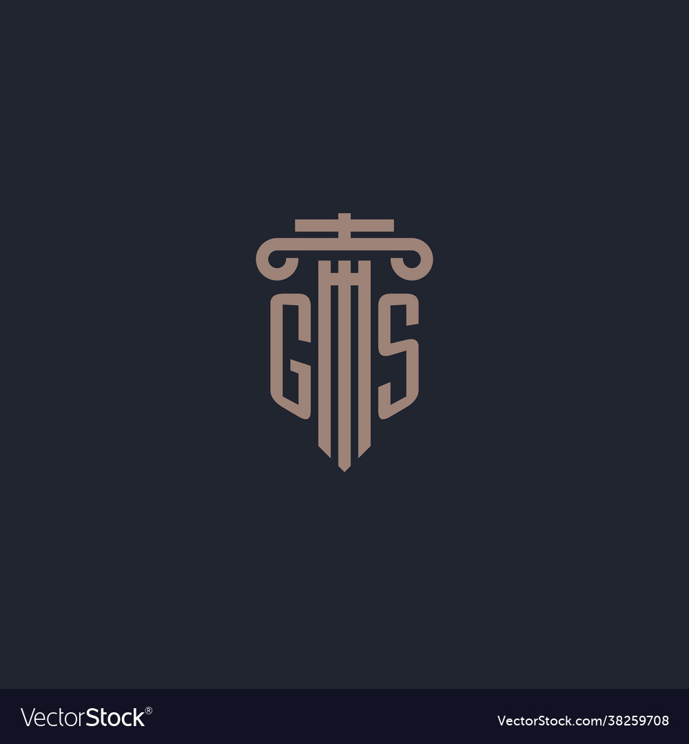 Gs initial logo monogram with pillar style design Vector Image