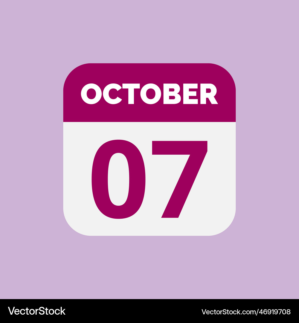 October 7 calendar date icon Royalty Free Vector Image